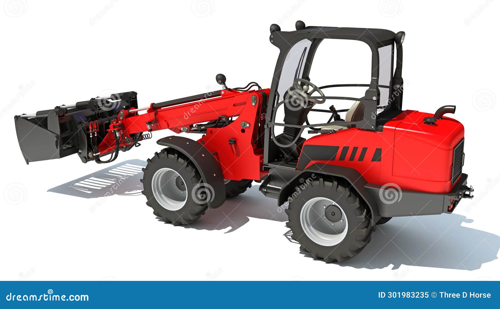Telehandler Heavy Construction Machinery 3D Rendering On White ...