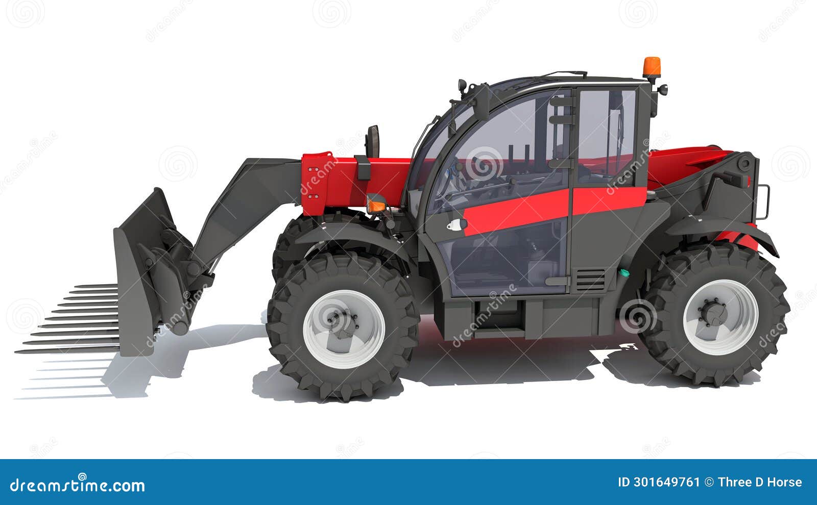 Telehandler Heavy Construction Machinery 3D Rendering On White ...