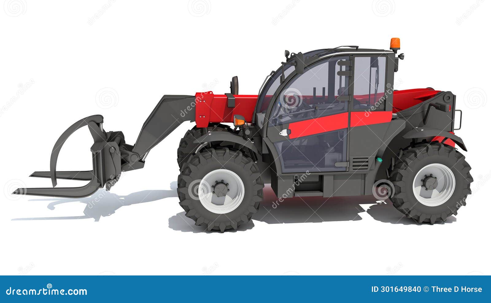 Telehandler Heavy Construction Machinery 3D Rendering On White ...