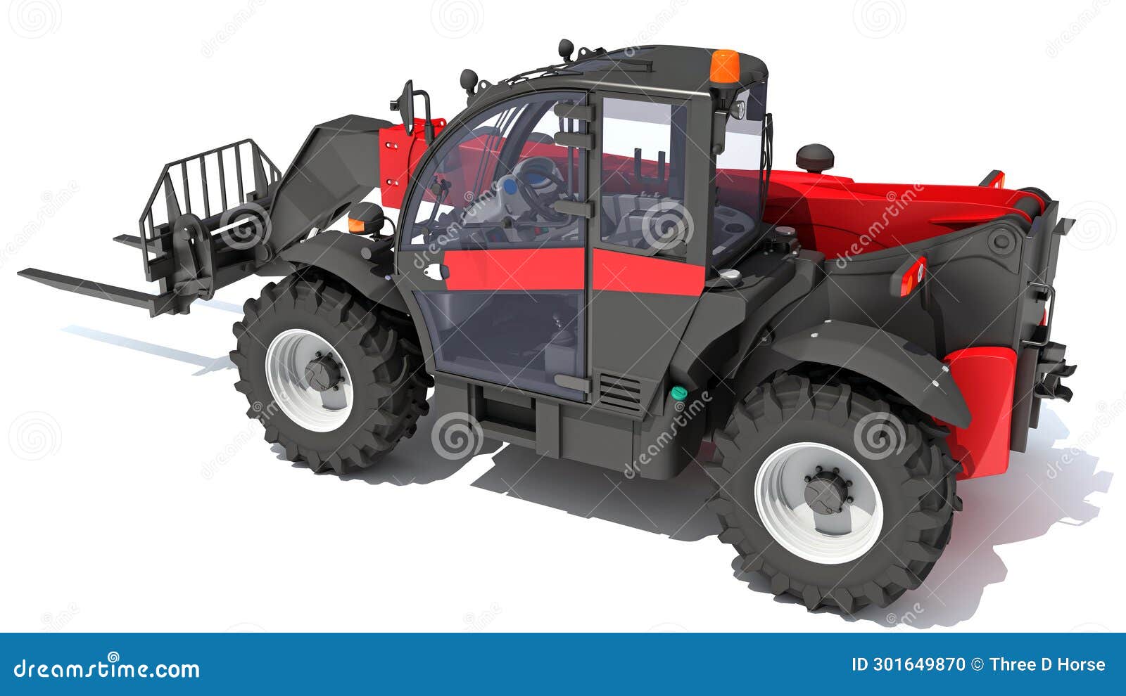 Telehandler Heavy Construction Machinery 3D Rendering On White ...
