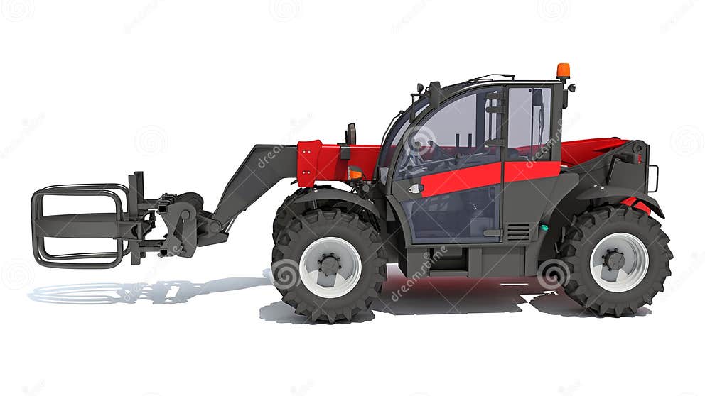 Telehandler Heavy Construction Machinery 3D Rendering on White ...
