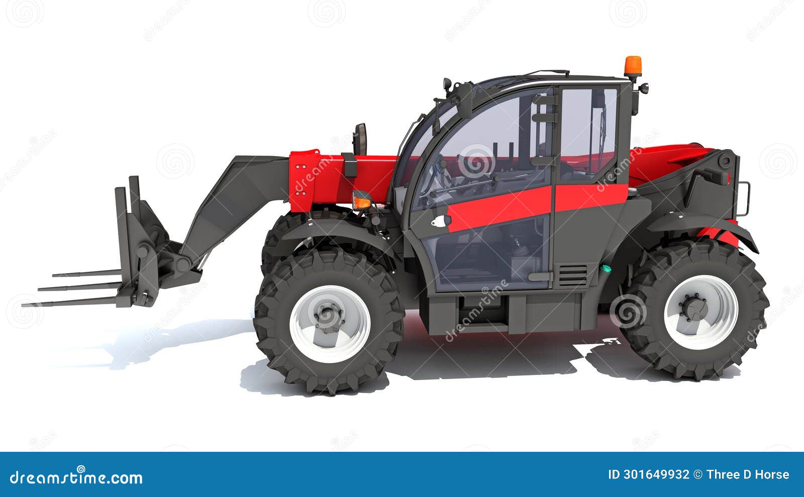 Telehandler Heavy Construction Machinery 3D Rendering on White ...