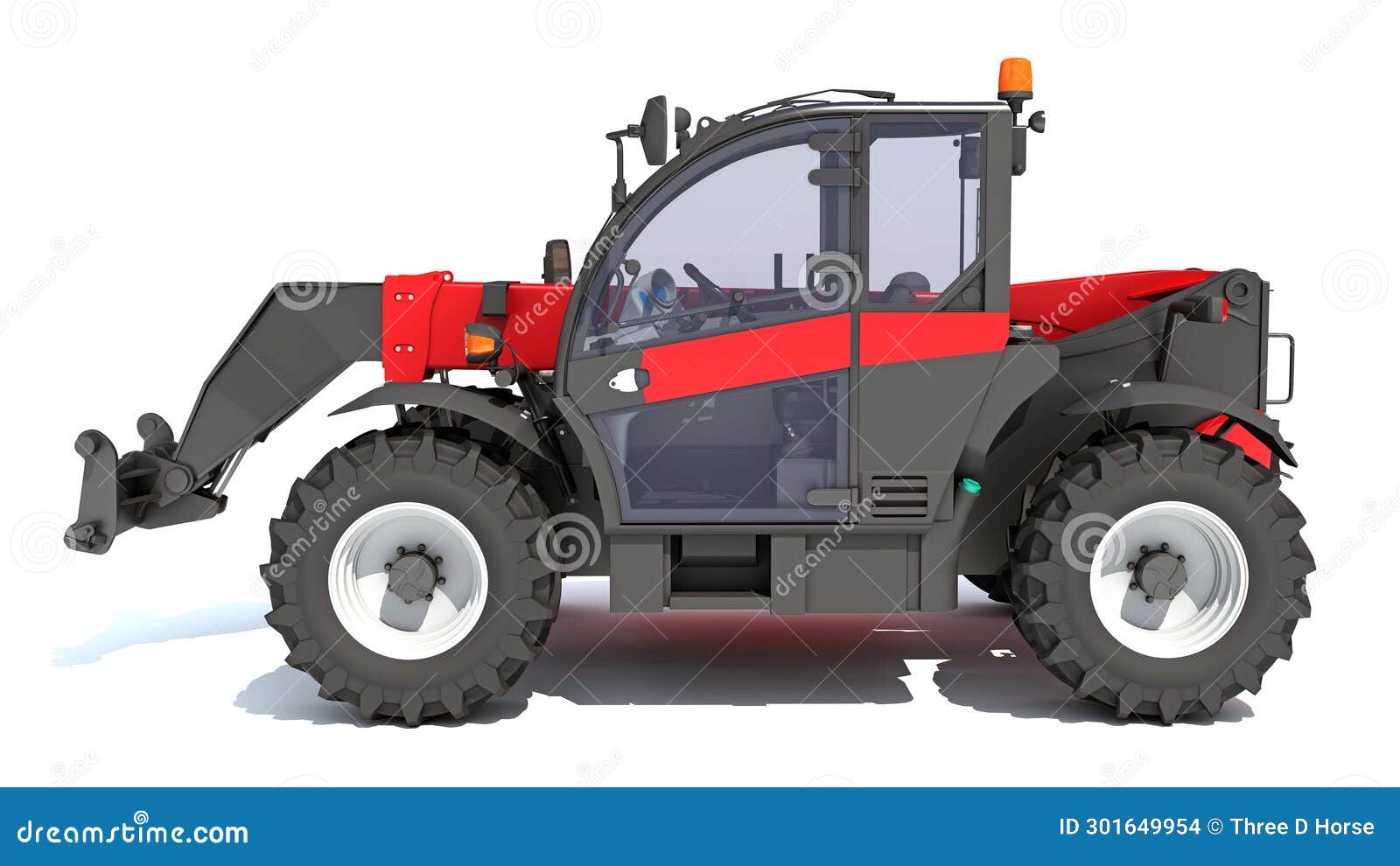 Telehandler Heavy Construction Machinery 3D Rendering On White ...