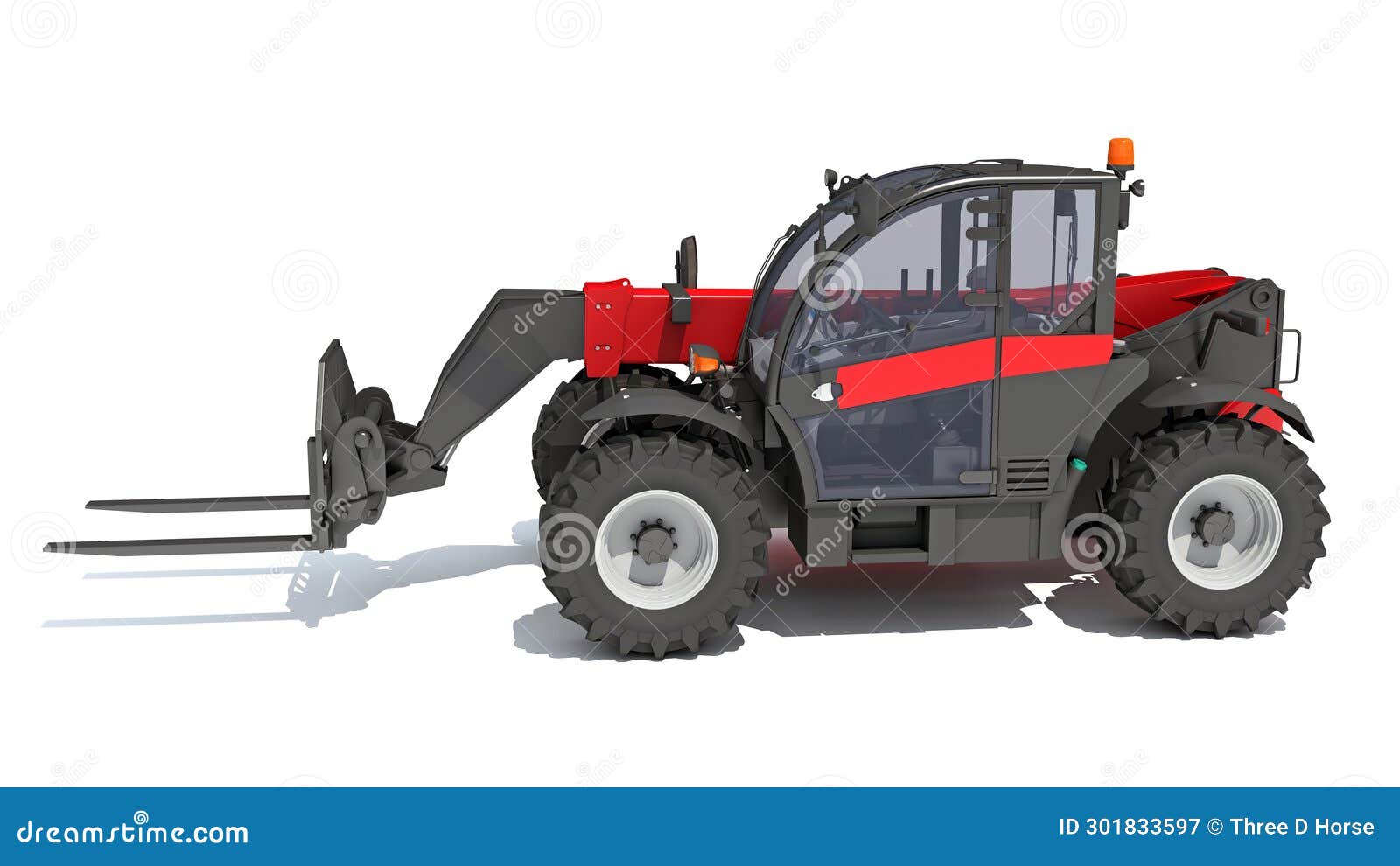Telehandler Heavy Construction Machinery 3D Rendering On White ...
