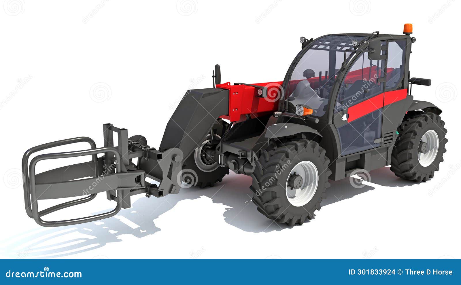 Telehandler Heavy Construction Machinery 3D Rendering On White ...