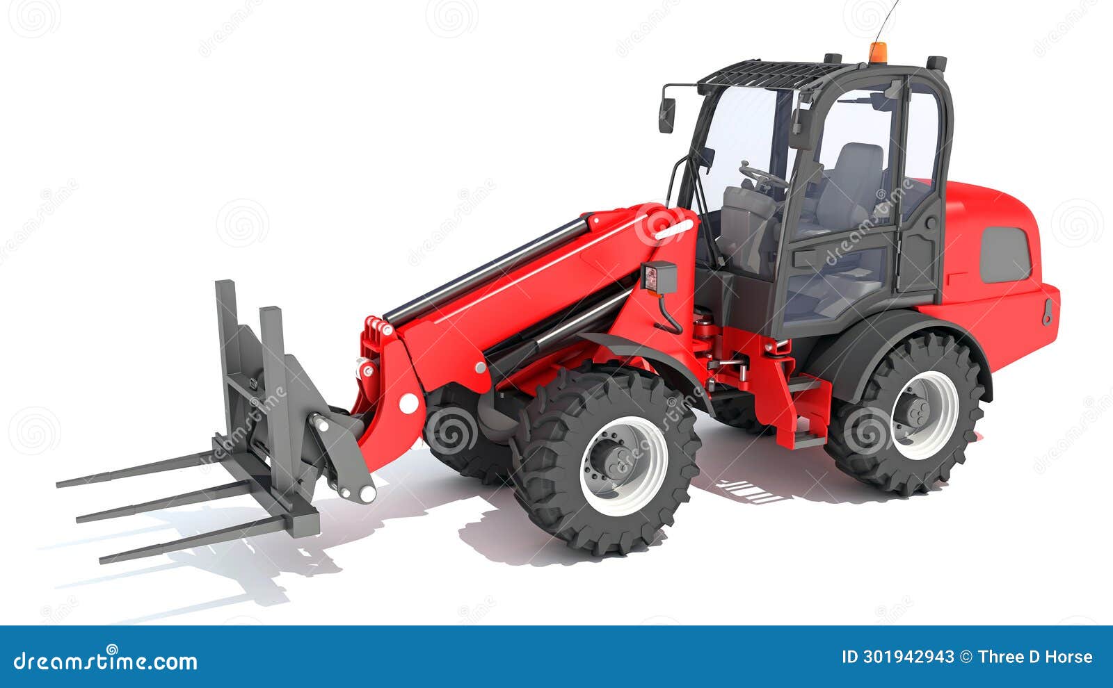 Telehandler Heavy Construction Machinery 3D Rendering on White ...
