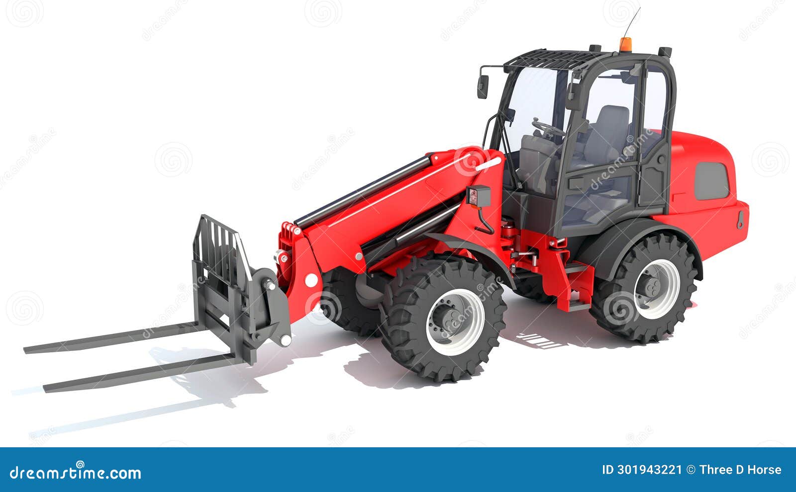 Telehandler Heavy Construction Machinery 3D Rendering On White ...