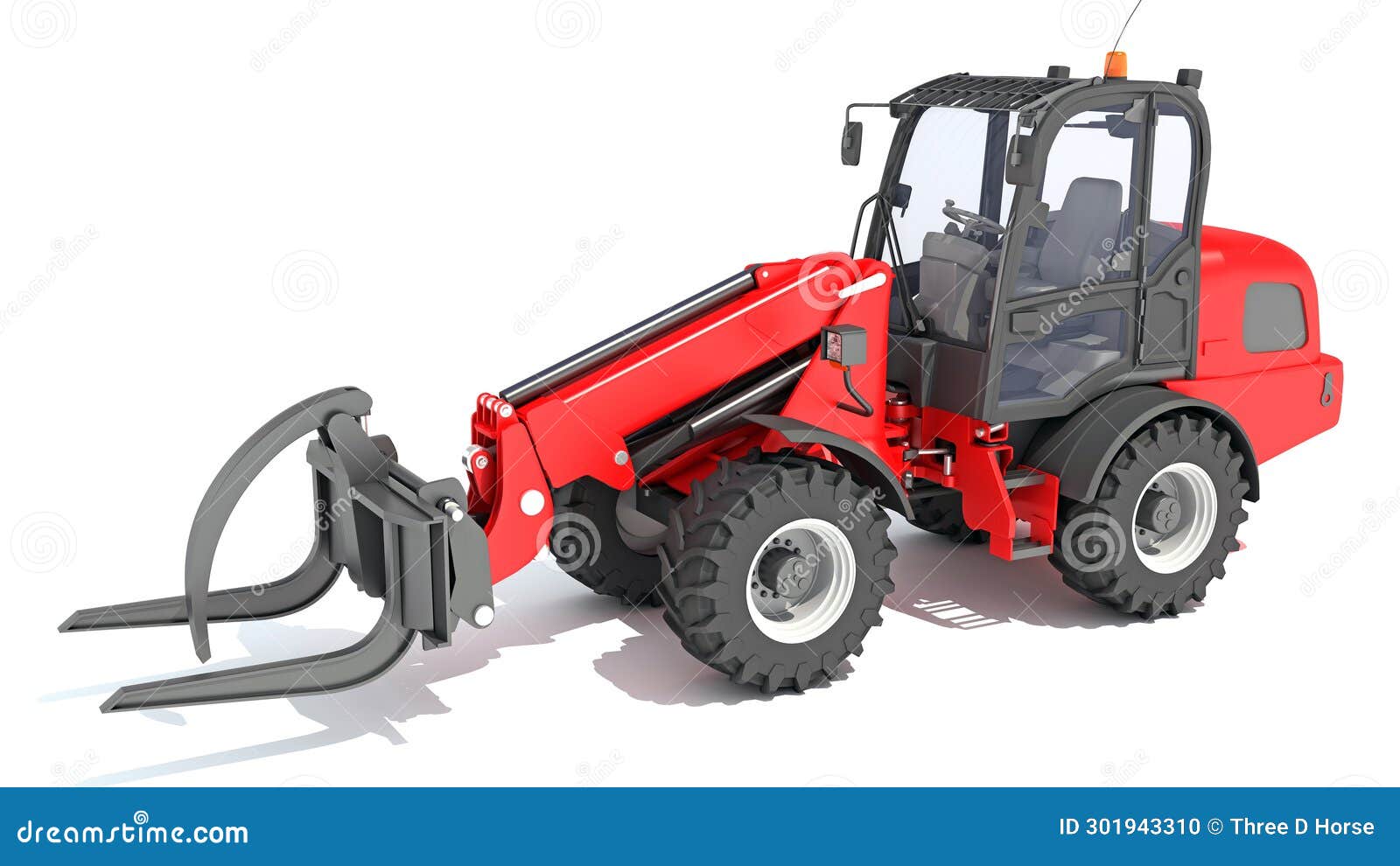 Telehandler Heavy Construction Machinery 3D Rendering on White ...