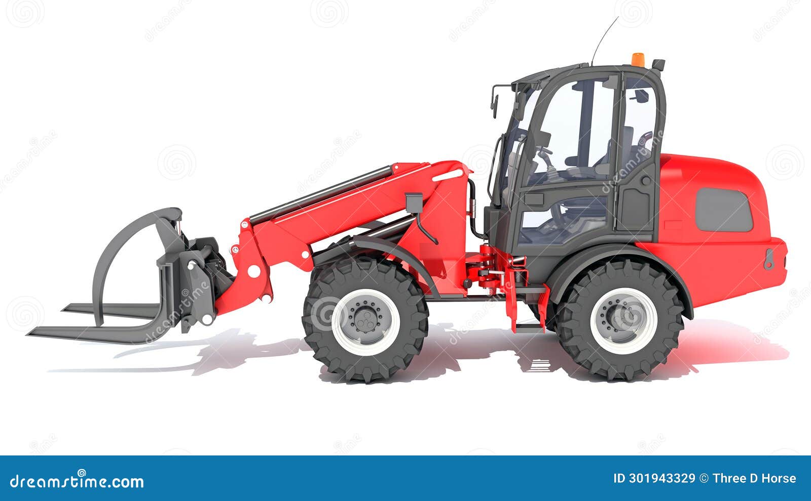 Telehandler Heavy Construction Machinery 3D Rendering On White ...