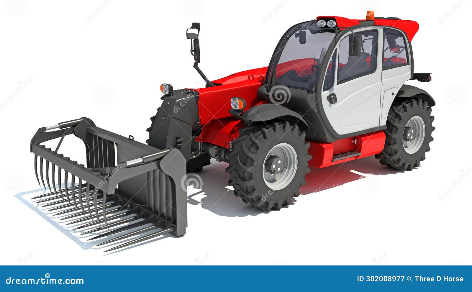 Telehandler Heavy Construction Machinery 3D Rendering on White ...