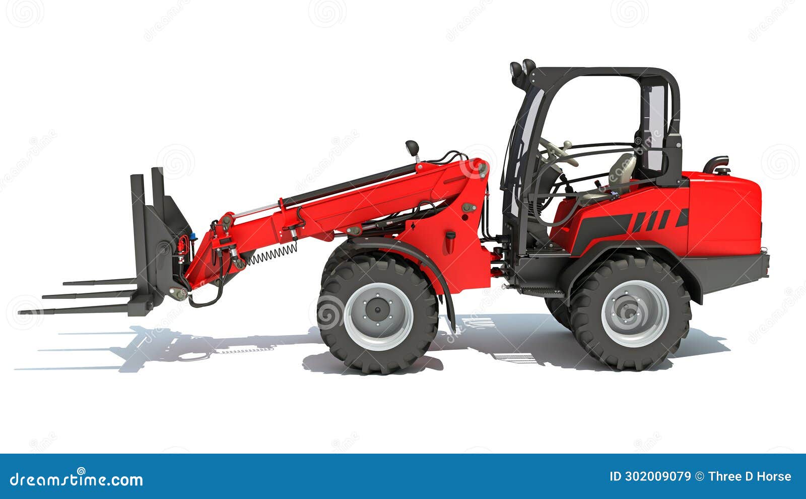 Telehandler Heavy Construction Machinery 3D Rendering on White ...