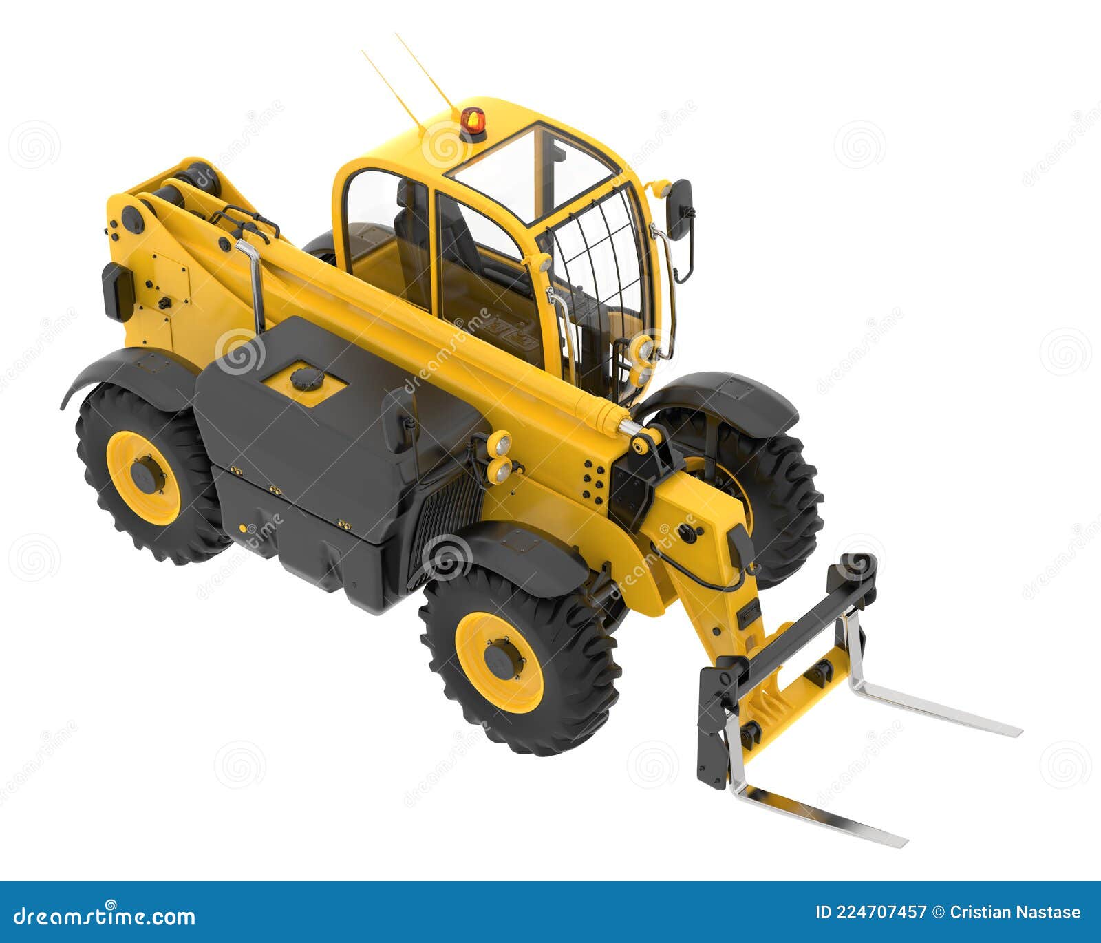 Telehandler Isolated on Background. 3d Rendering - Illustration Stock ...
