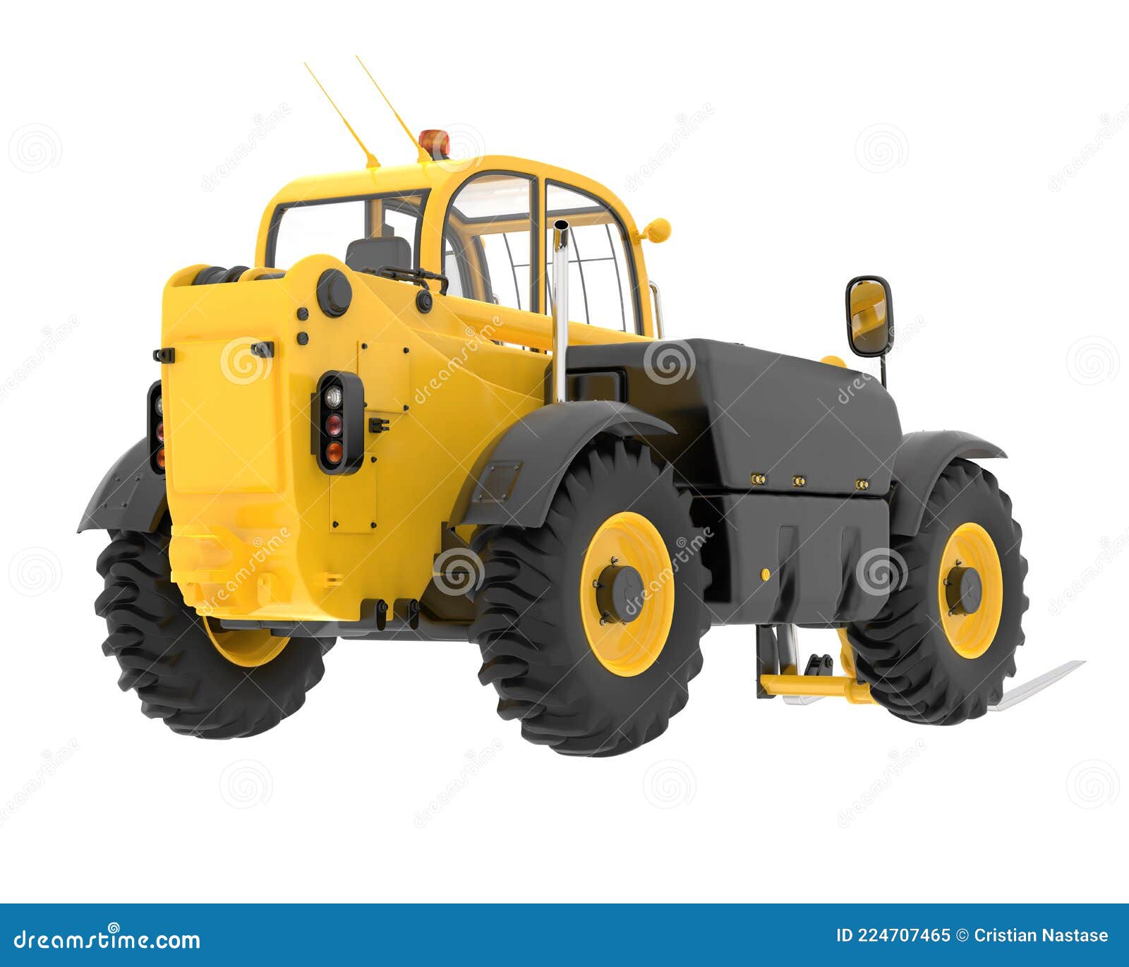 Telehandler Isolated on Background. 3d Rendering - Illustration Stock ...