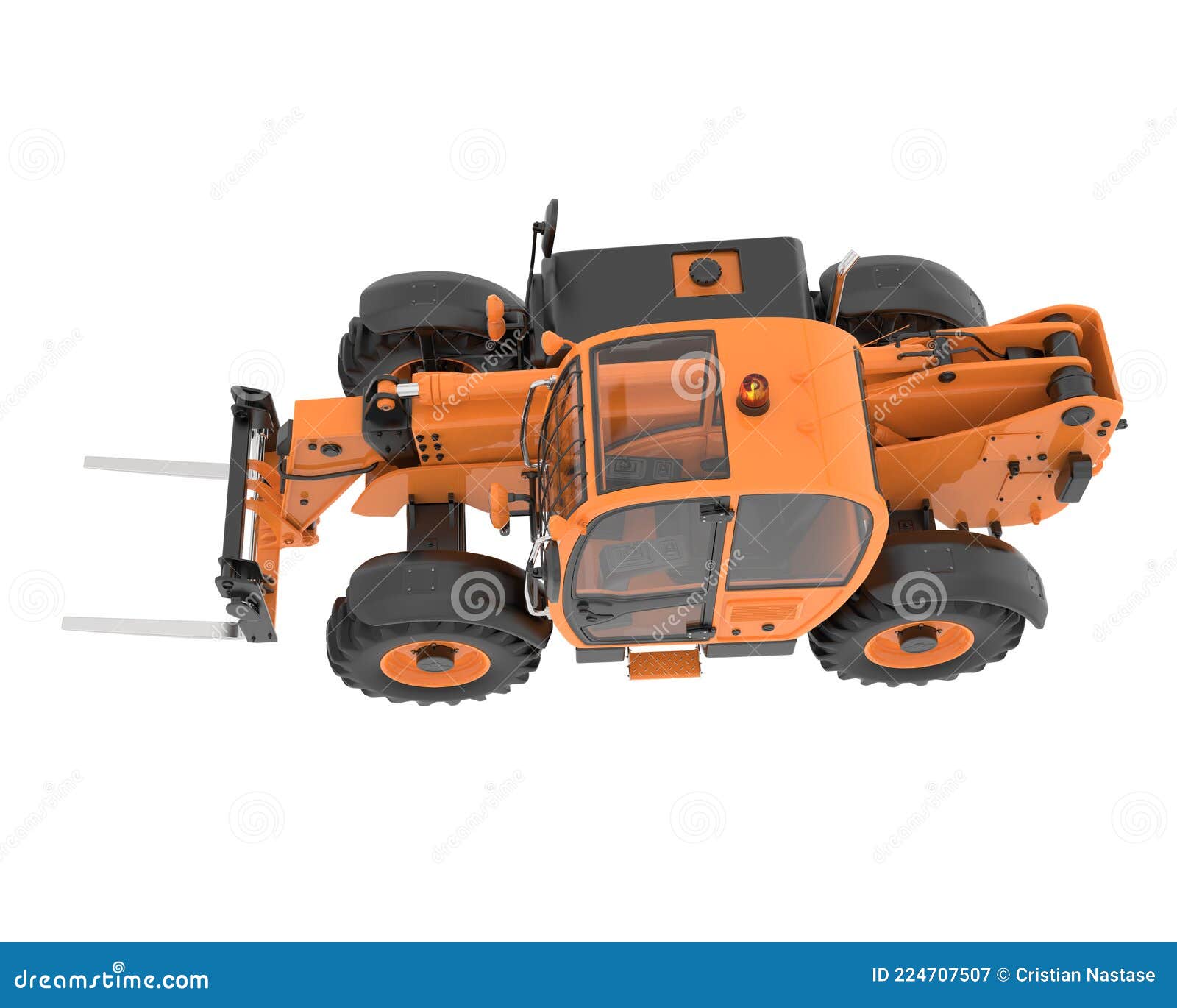 Telehandler Isolated on Background. 3d Rendering - Illustration Stock ...