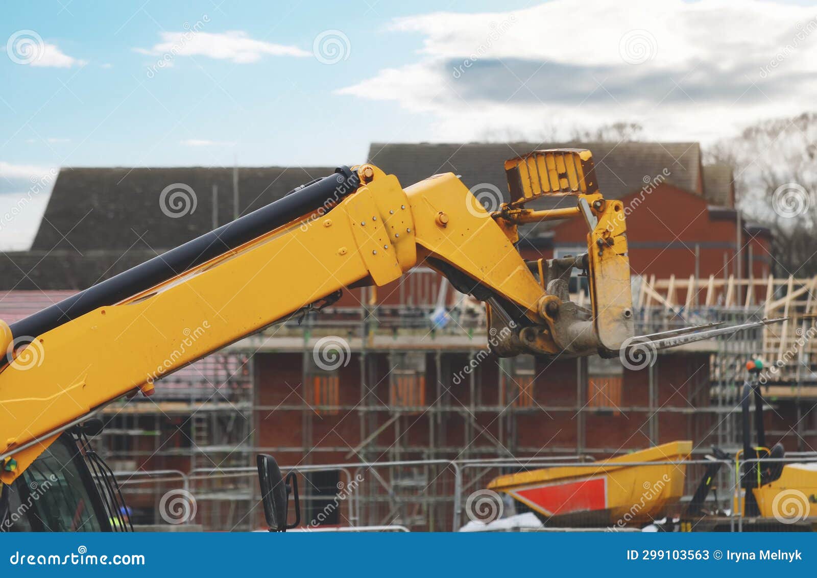 Telehandler Moving Materials Around Building Site in Safe Maner Stock ...