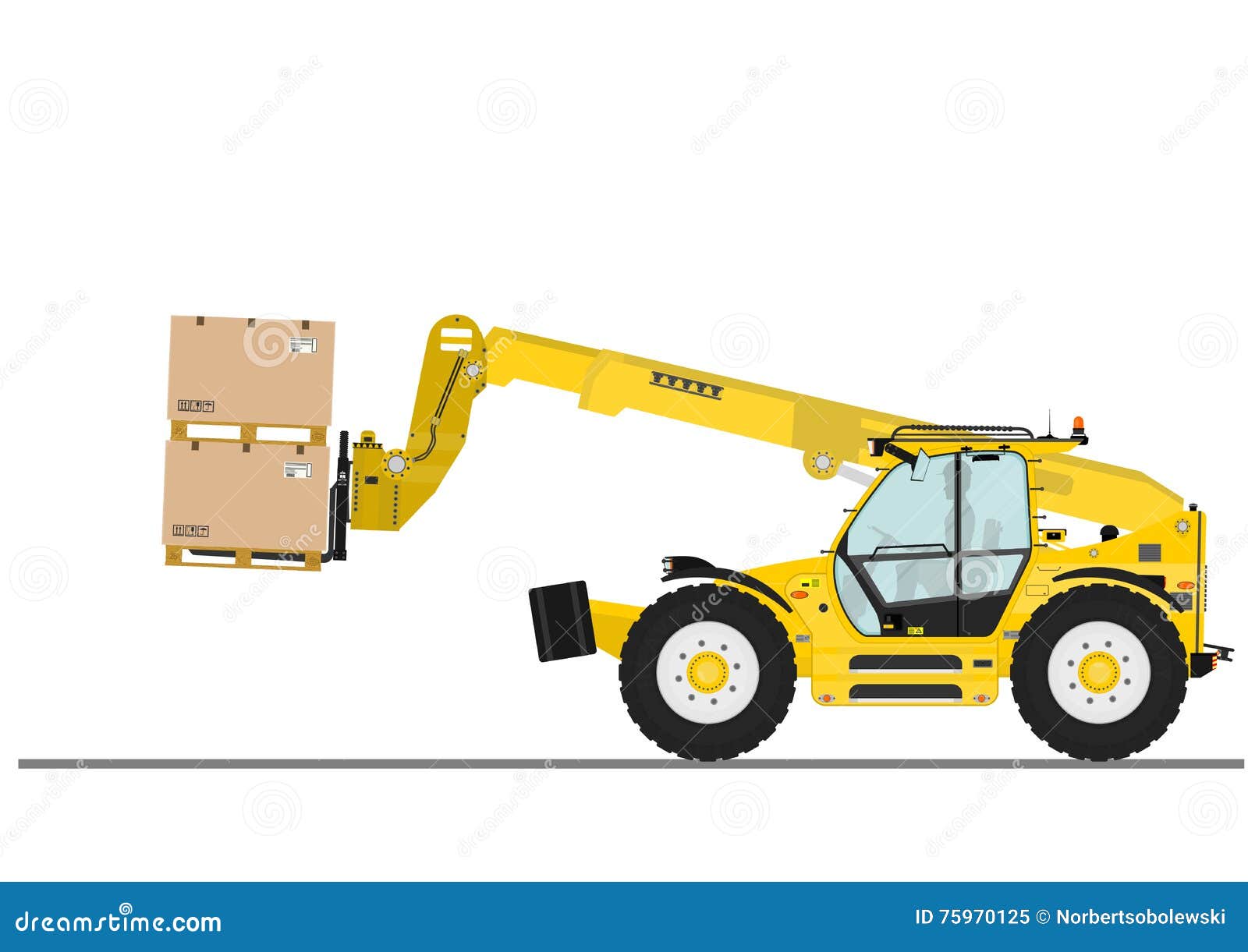 Telehandler stock vector. Illustration of equipment, modern - 75970125