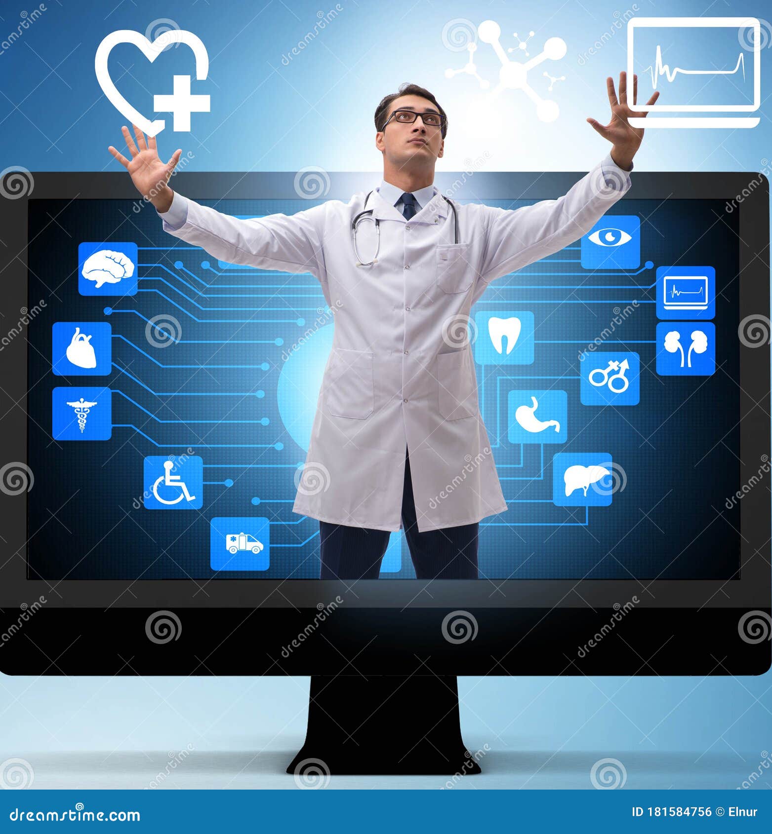 Telehealth Concept with Doctor Doing Remote Check-up Stock Photo ...