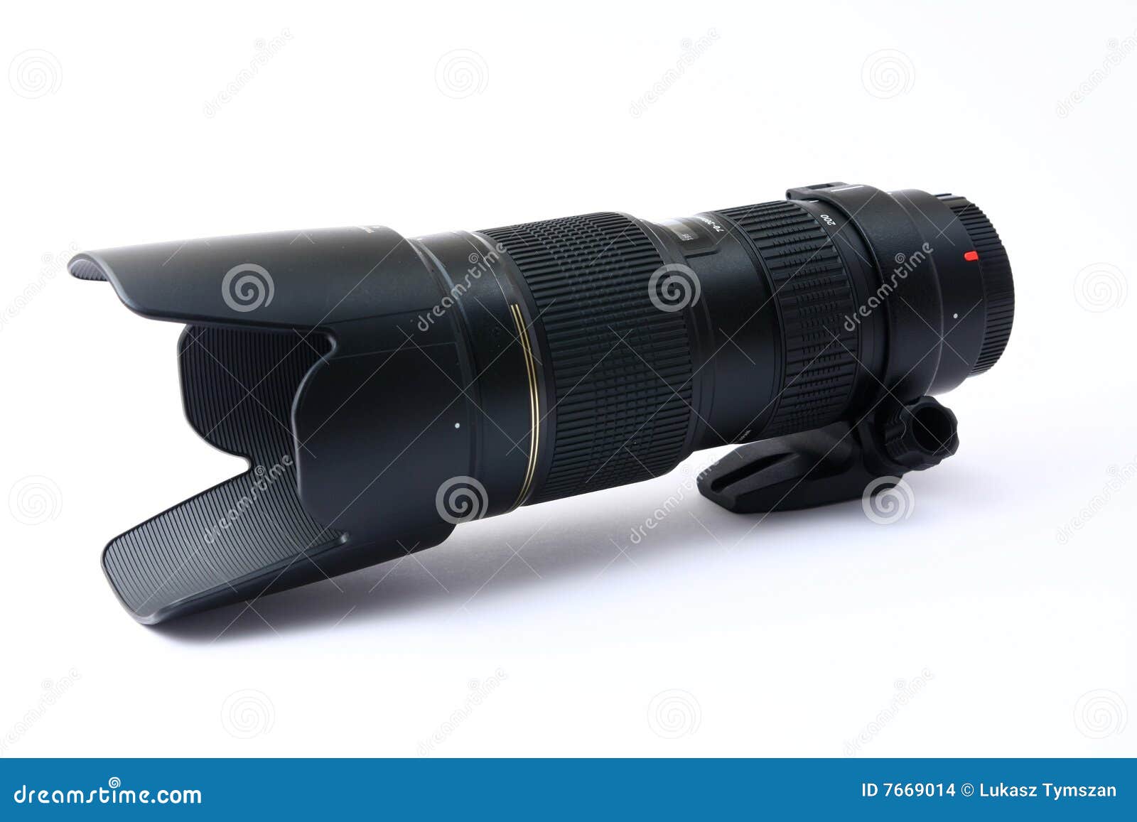 Telelens with the hood stock photo. Image of lenses, focus - 7669014