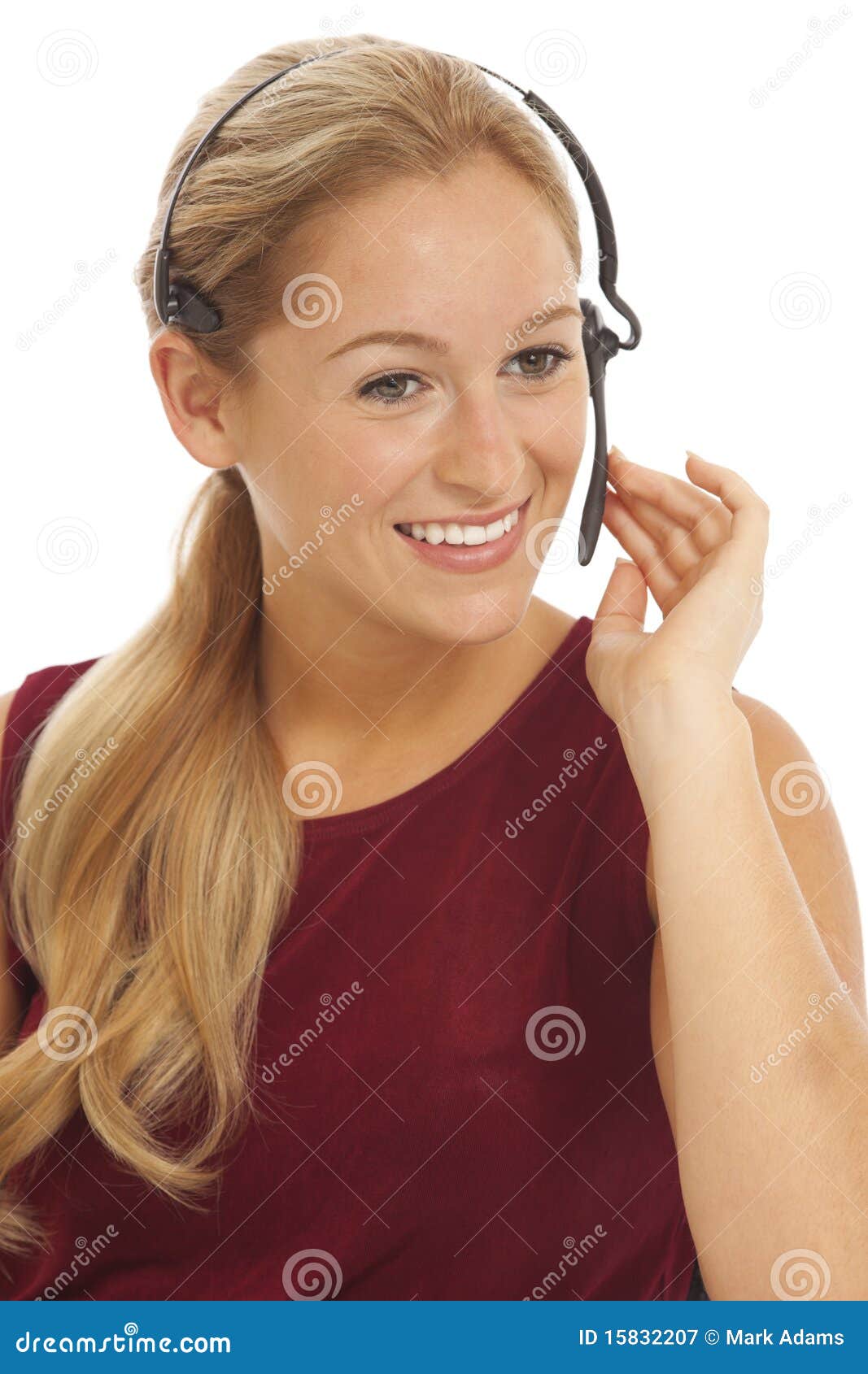Telemarketer Sitting at Desk Stock Image - Image of communication ...