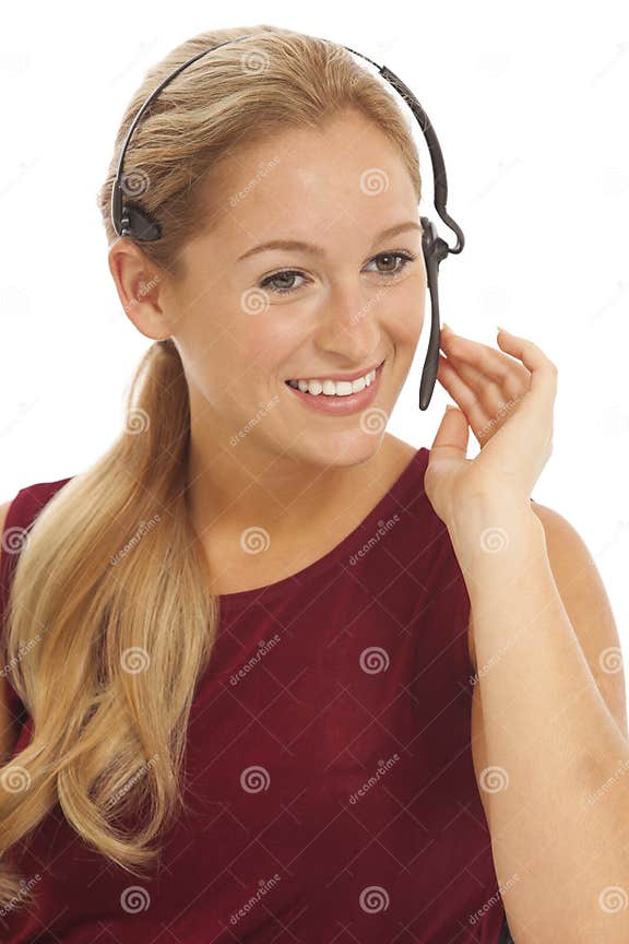 Telemarketer Sitting at Desk Stock Image - Image of communication ...
