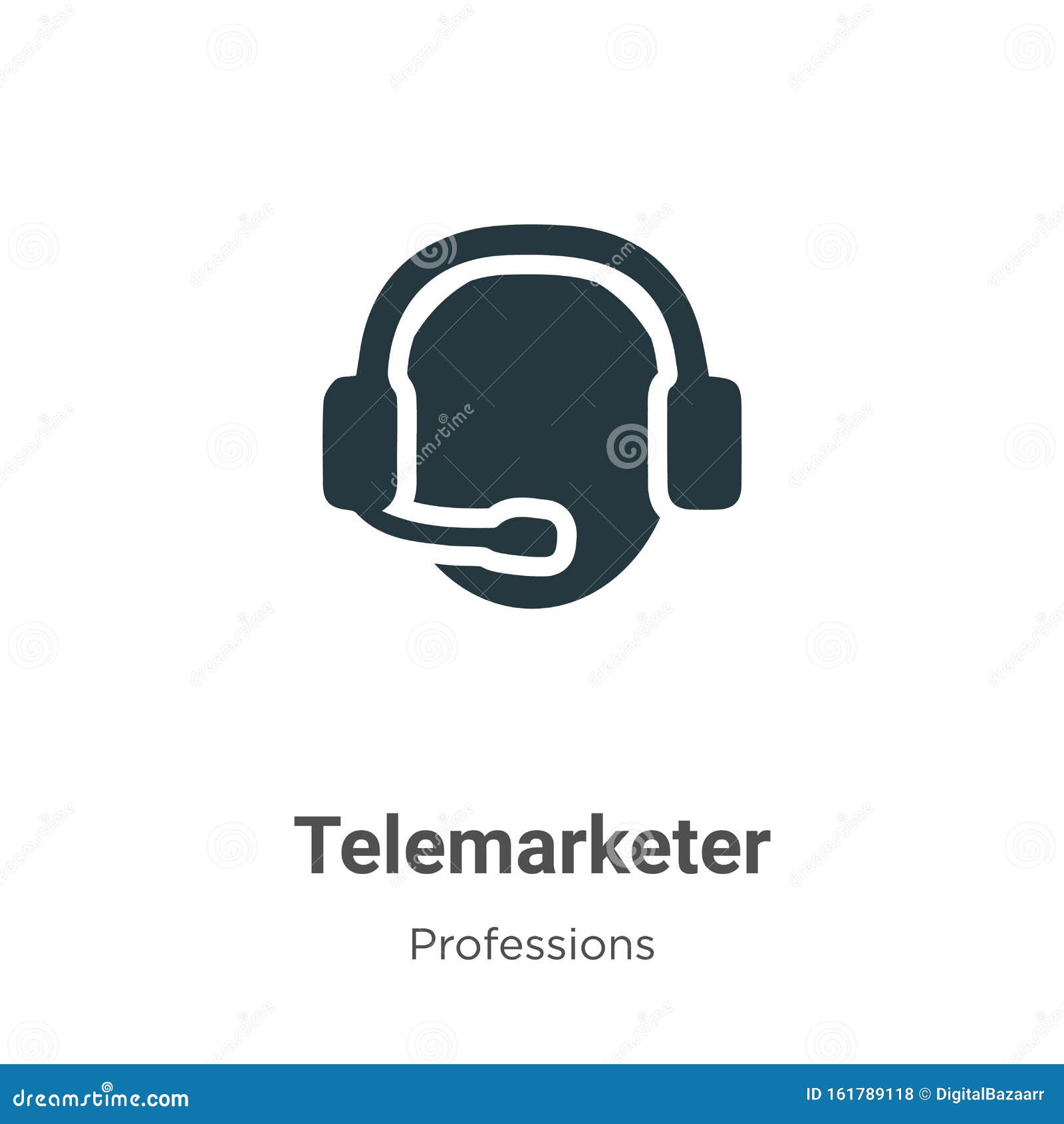 Telemarketer Vector Icon on White Background. Flat Vector Telemarketer ...