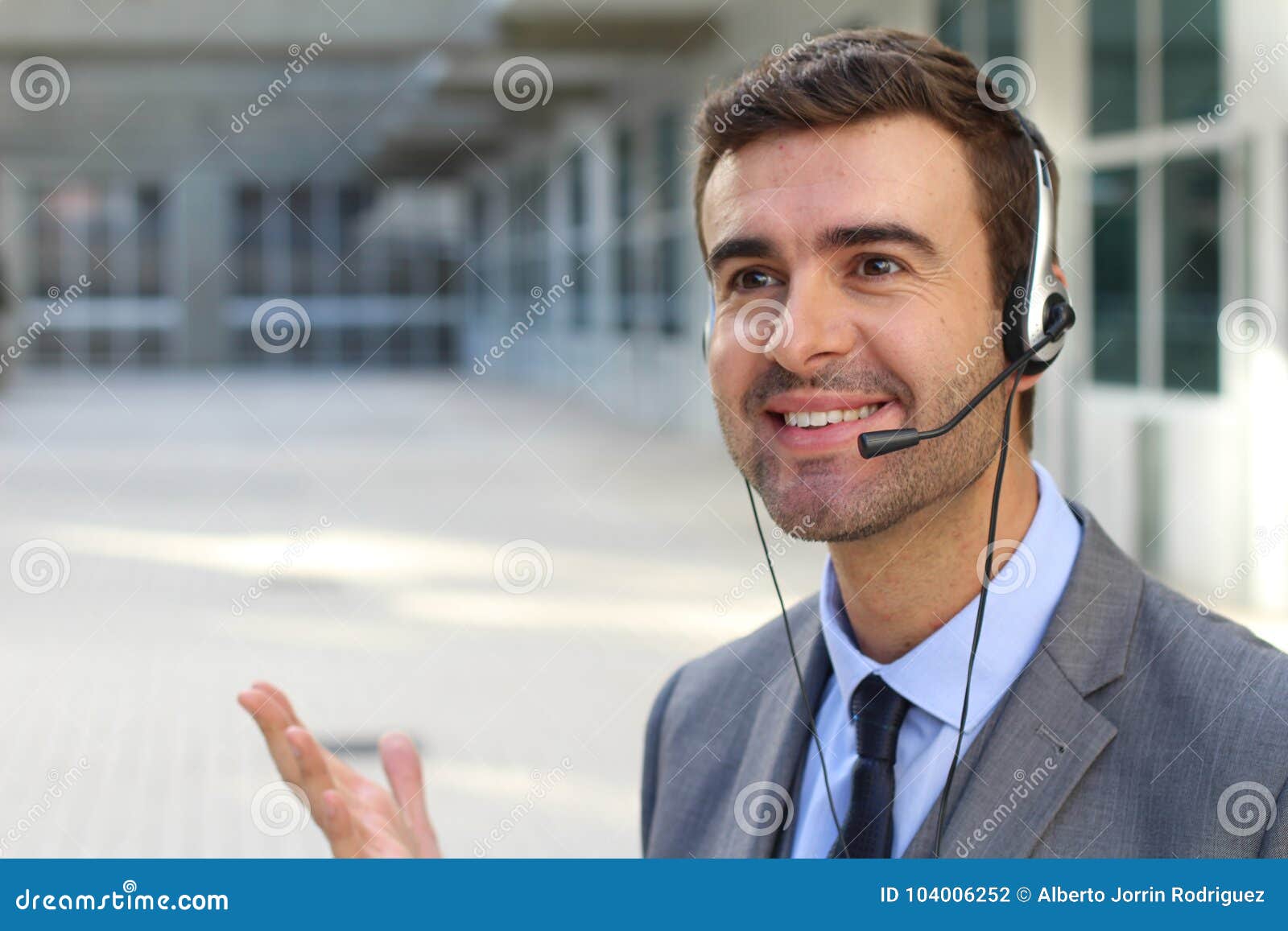 Telemarketing Operator Isolated in Office Space Stock Photo - Image of ...