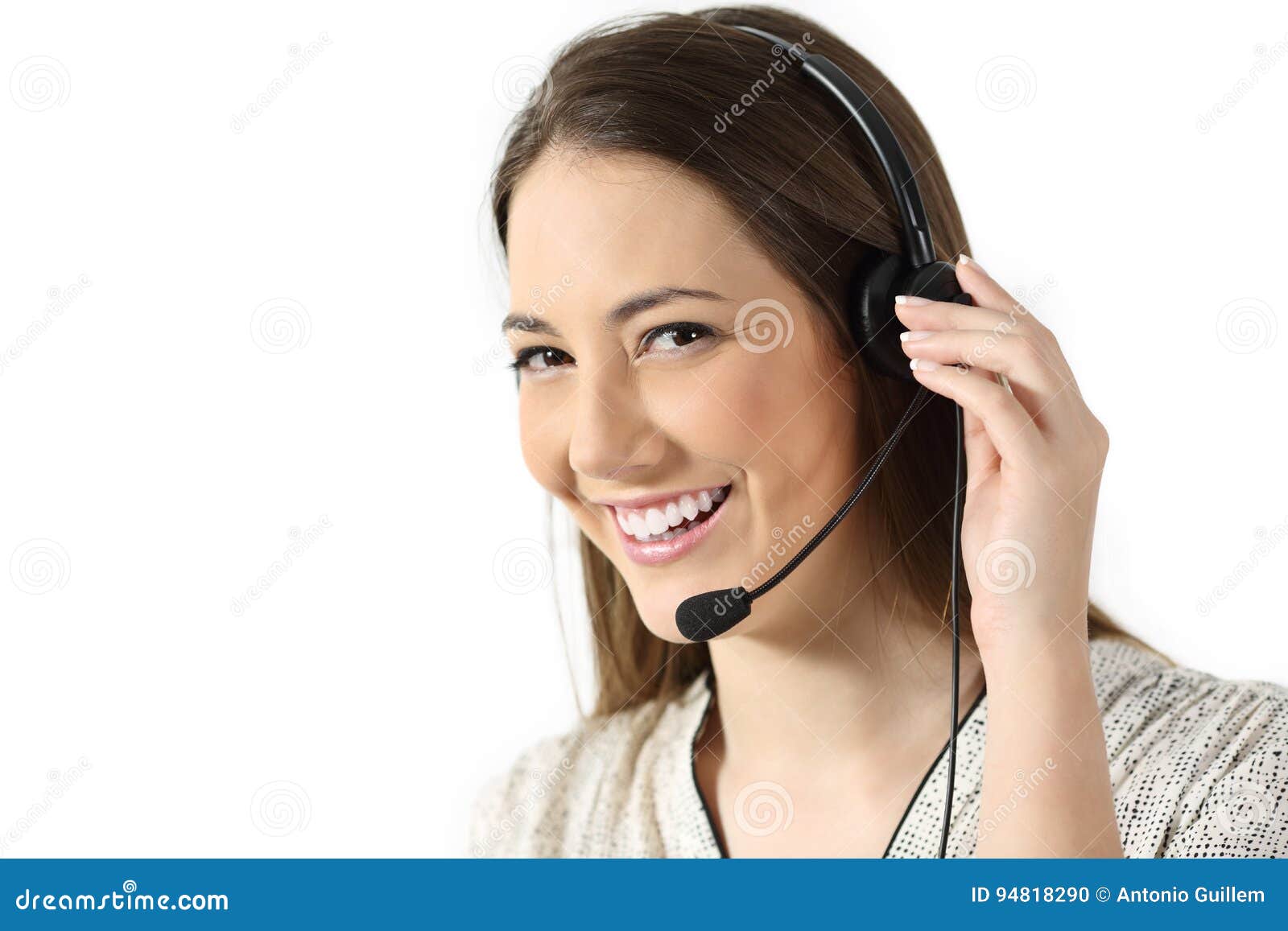 Telemarketing Operator on White Background Stock Photo - Image of call ...