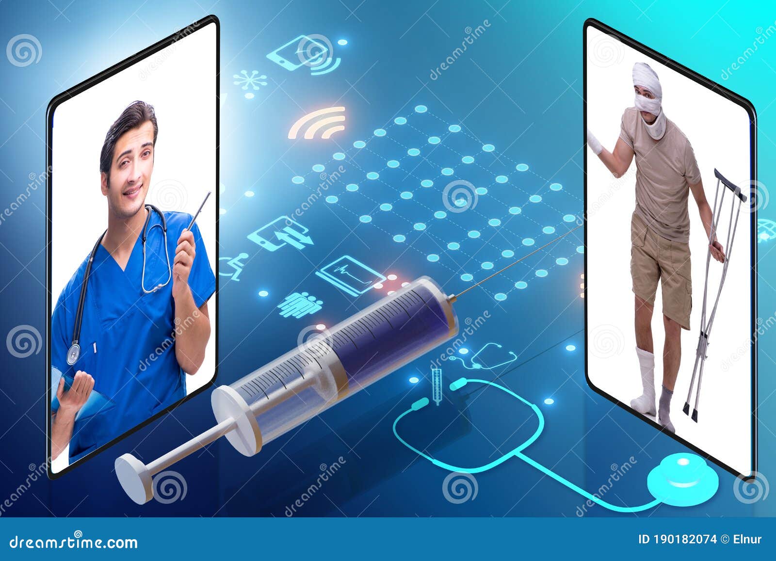 Telemedicine Concept with Remote Diagnostics and Consultation Stock ...