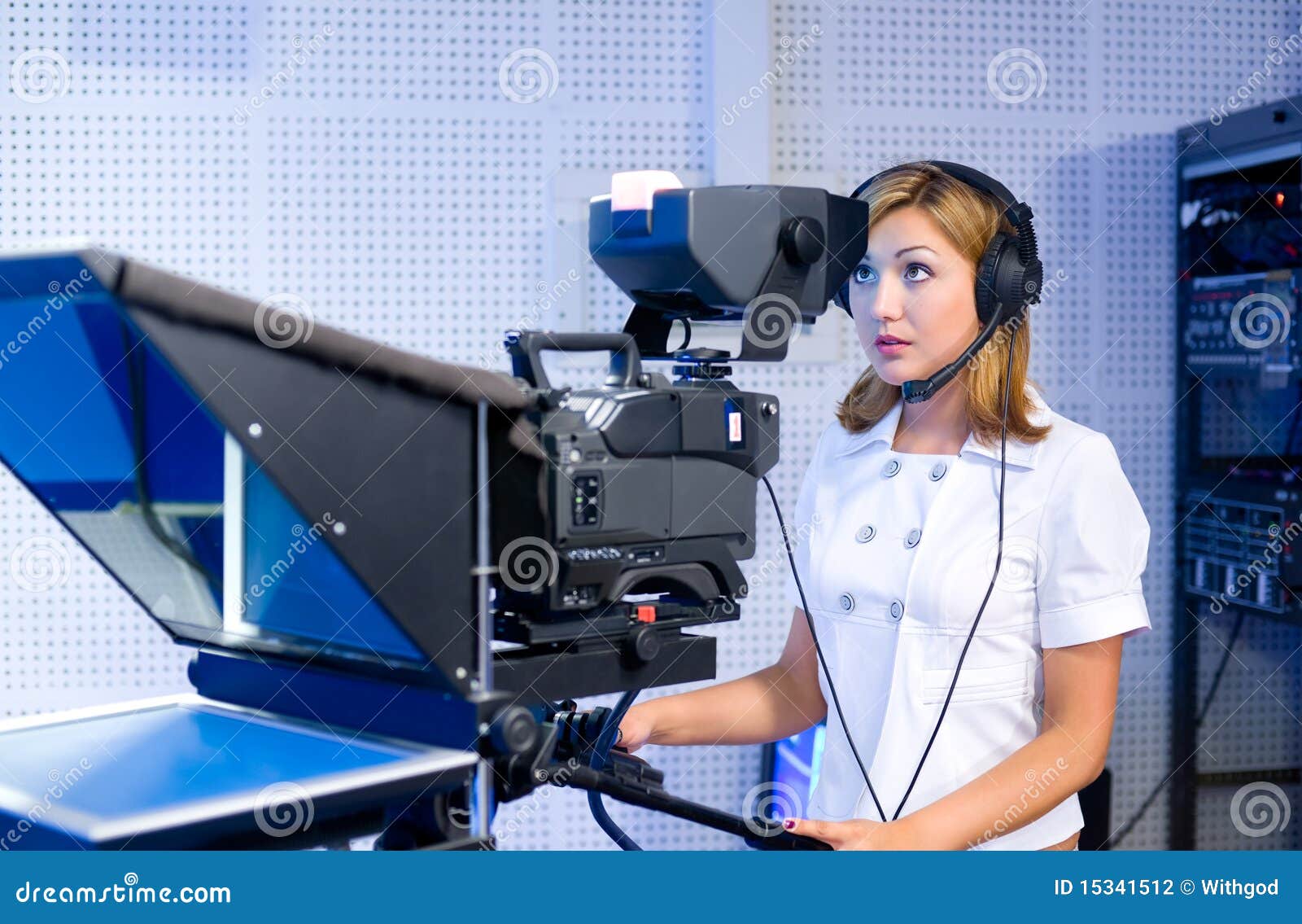 Teleoperator at TV studio stock photo. Image of operator - 15341512