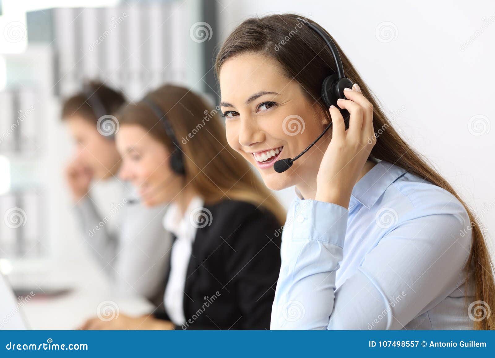 Teleoperator Working Looking at You Stock Image - Image of lady ...