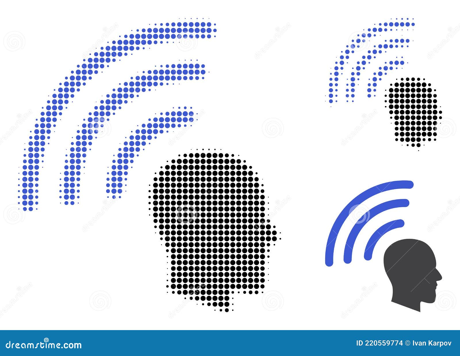 Telepathy Waves Halftone Dotted Icon Stock Vector - Illustration of ...