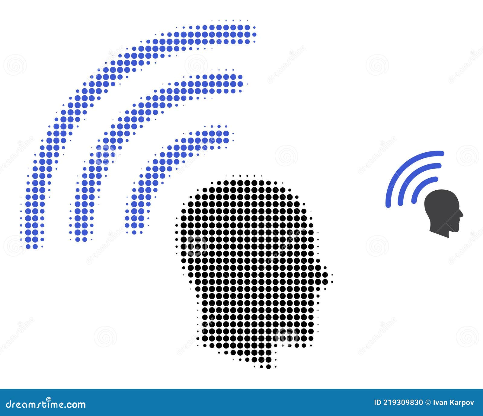 Telepathy Waves Halftone Dotted Icon Stock Vector - Illustration of ...