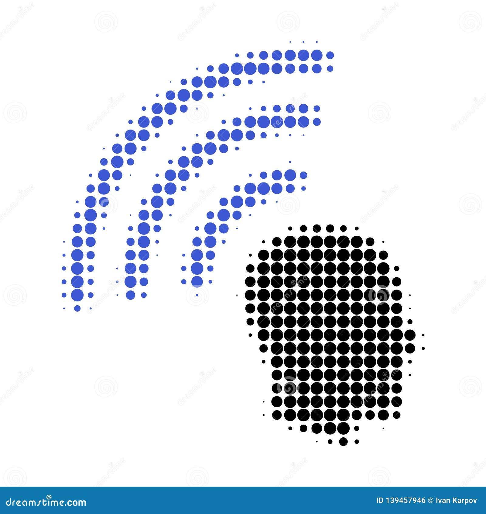Telepathy Waves Halftone Dotted Icon Stock Vector - Illustration of ...