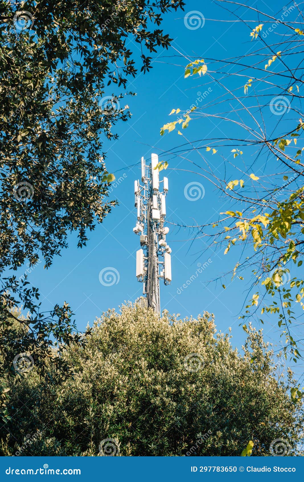 Telephone Antenna among the Trees, Signal Repeaters Stock Photo - Image ...