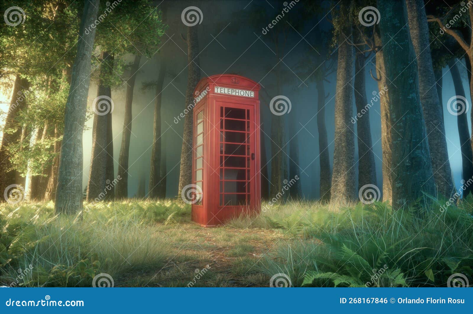 Telephone Booth in the Forest. Dreaming and Opportunity Concept Stock ...