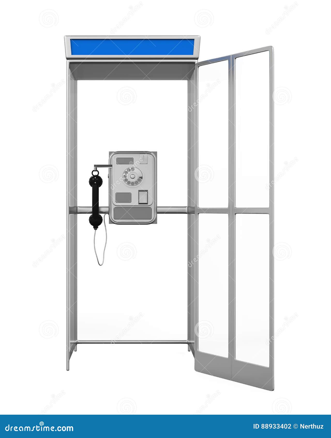 Telephone Booth With Landline Telephone For City Line 3d Render On ...