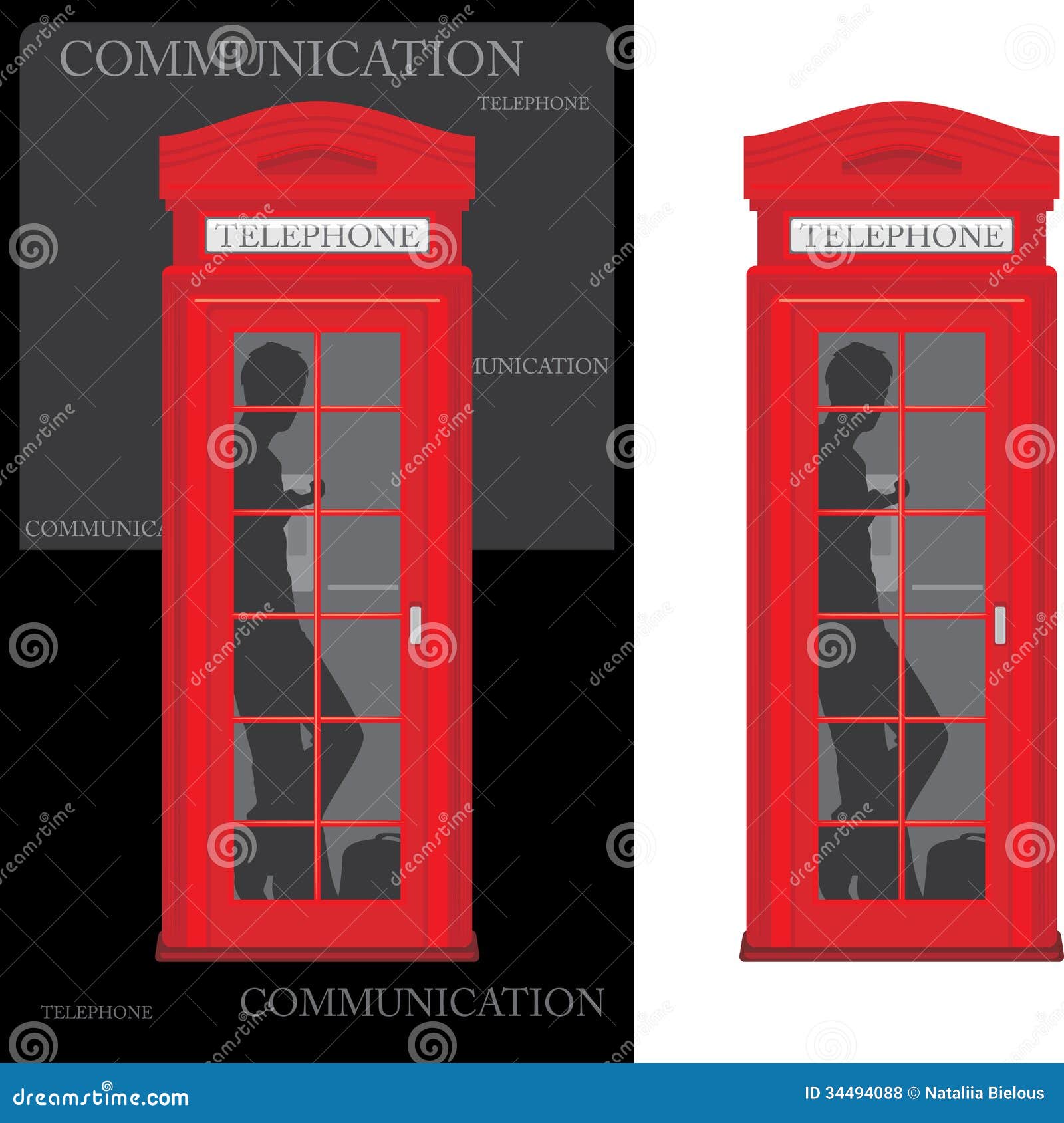 Telephone Box Isolated on the White and Black Stock Vector ...