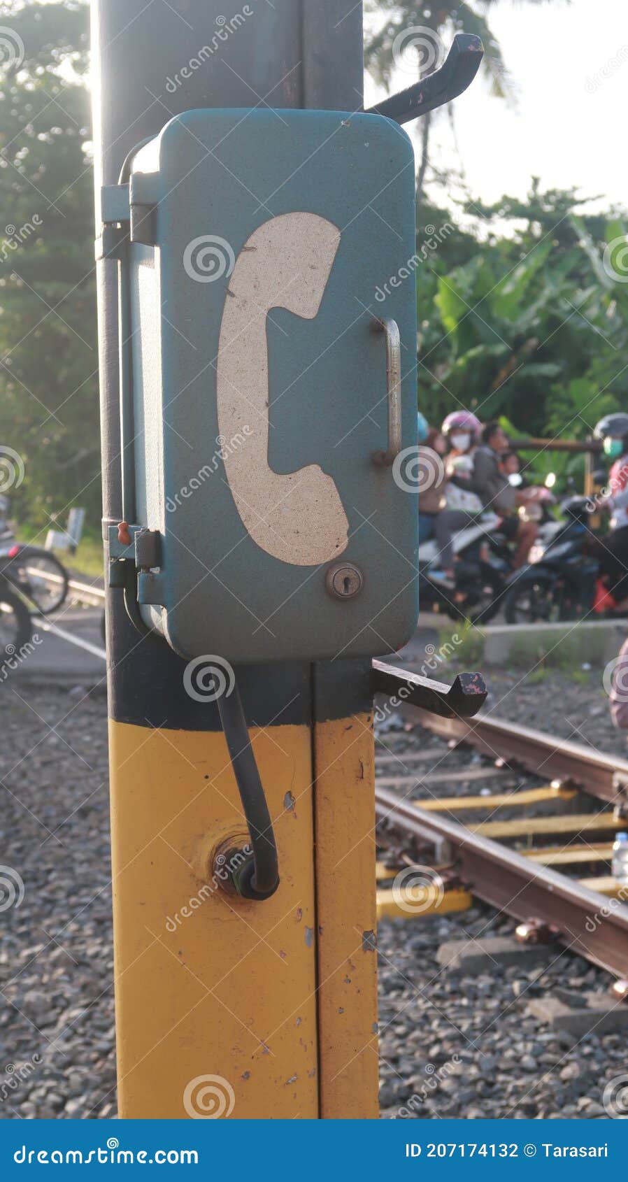 Telephone Box on a Pole on the Side of the Train Tracks Stock Photo ...