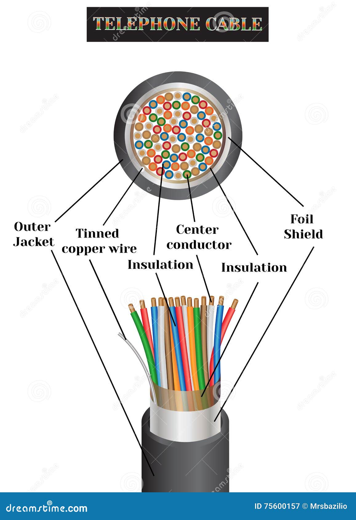Telephone Cable Structure. Kind of an Electric Cable Stock Vector ...