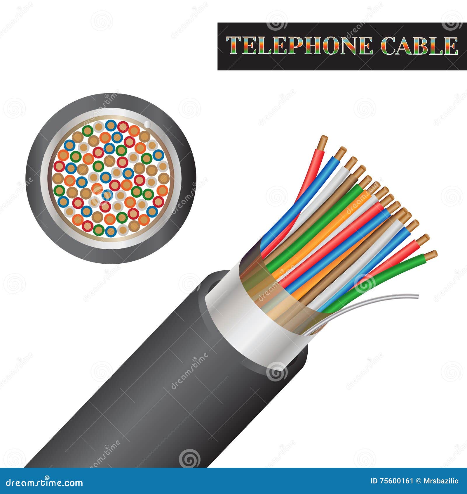 Telephone Cable Structure. Kind of an Electric Cable Stock Vector ...