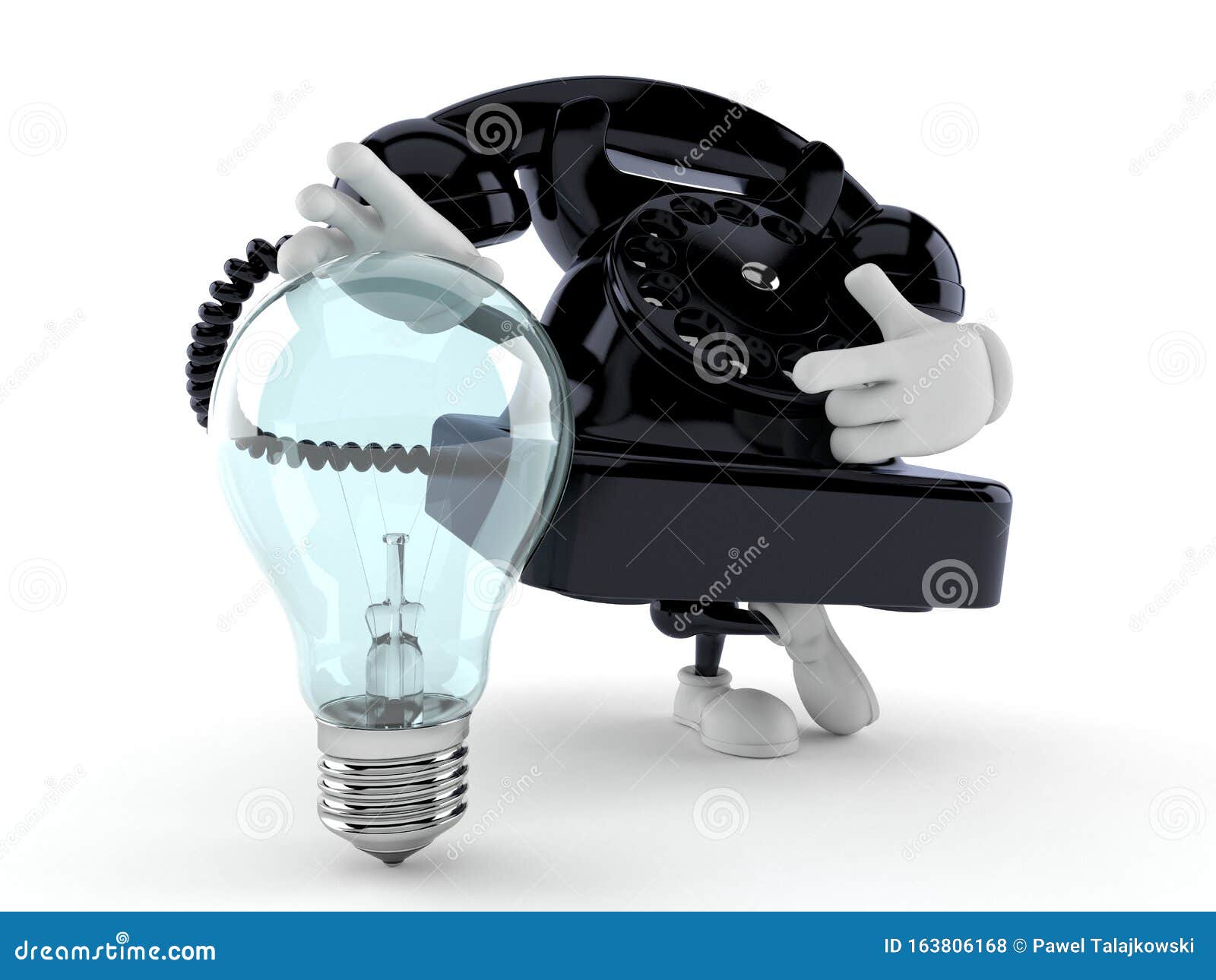 Telephone Character with Light Bulb Stock Illustration - Illustration ...