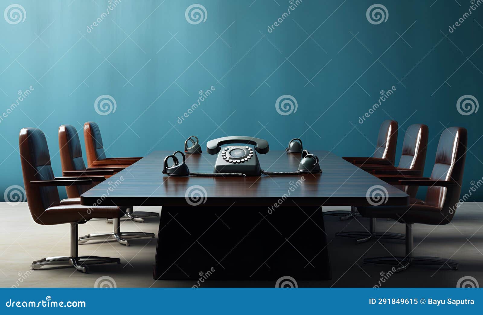 Telephone on Empty Meeting Table, Ai Generative Stock Illustration ...
