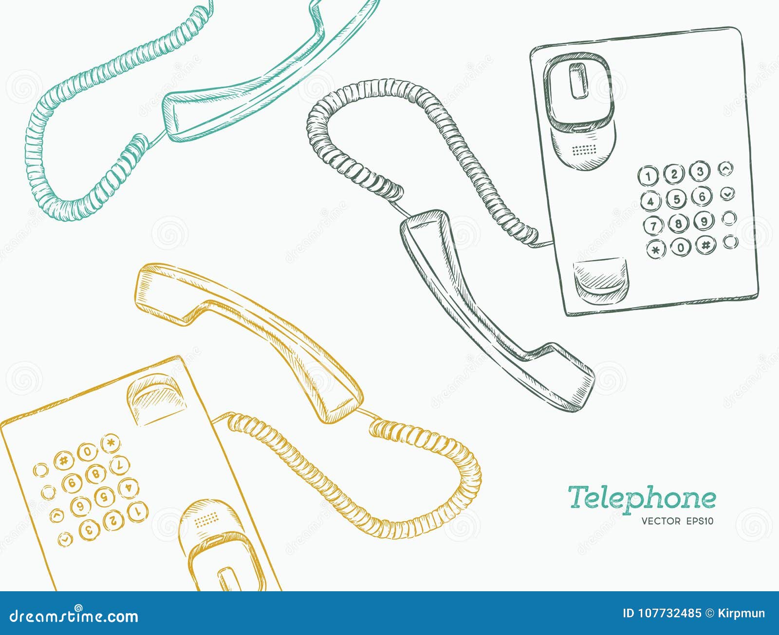 Telephone, Hand Draw Sketch Vector. Stock Vector - Illustration of ...