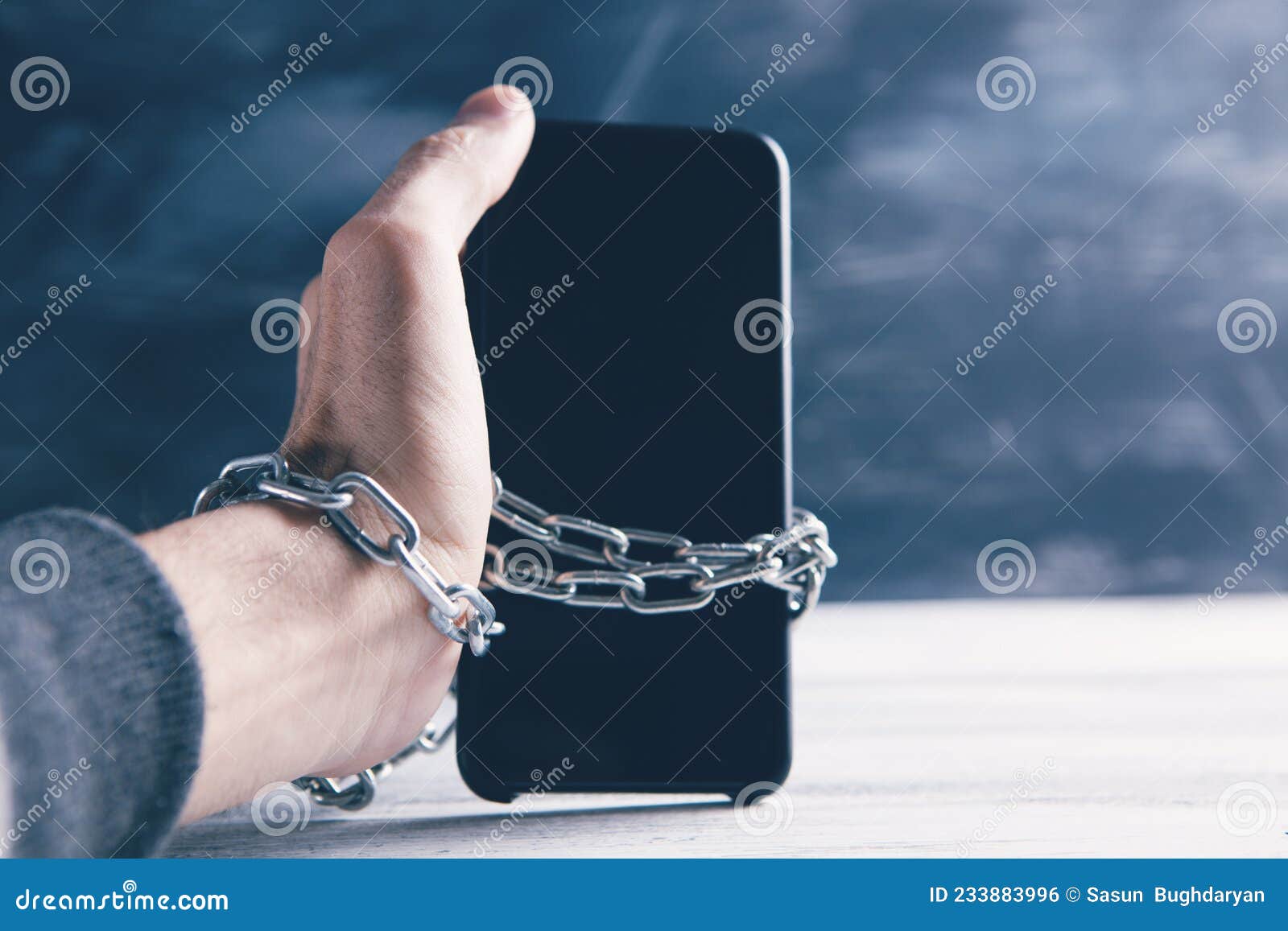 Telephone with Hand Tied with Chain Stock Photo - Image of screen ...