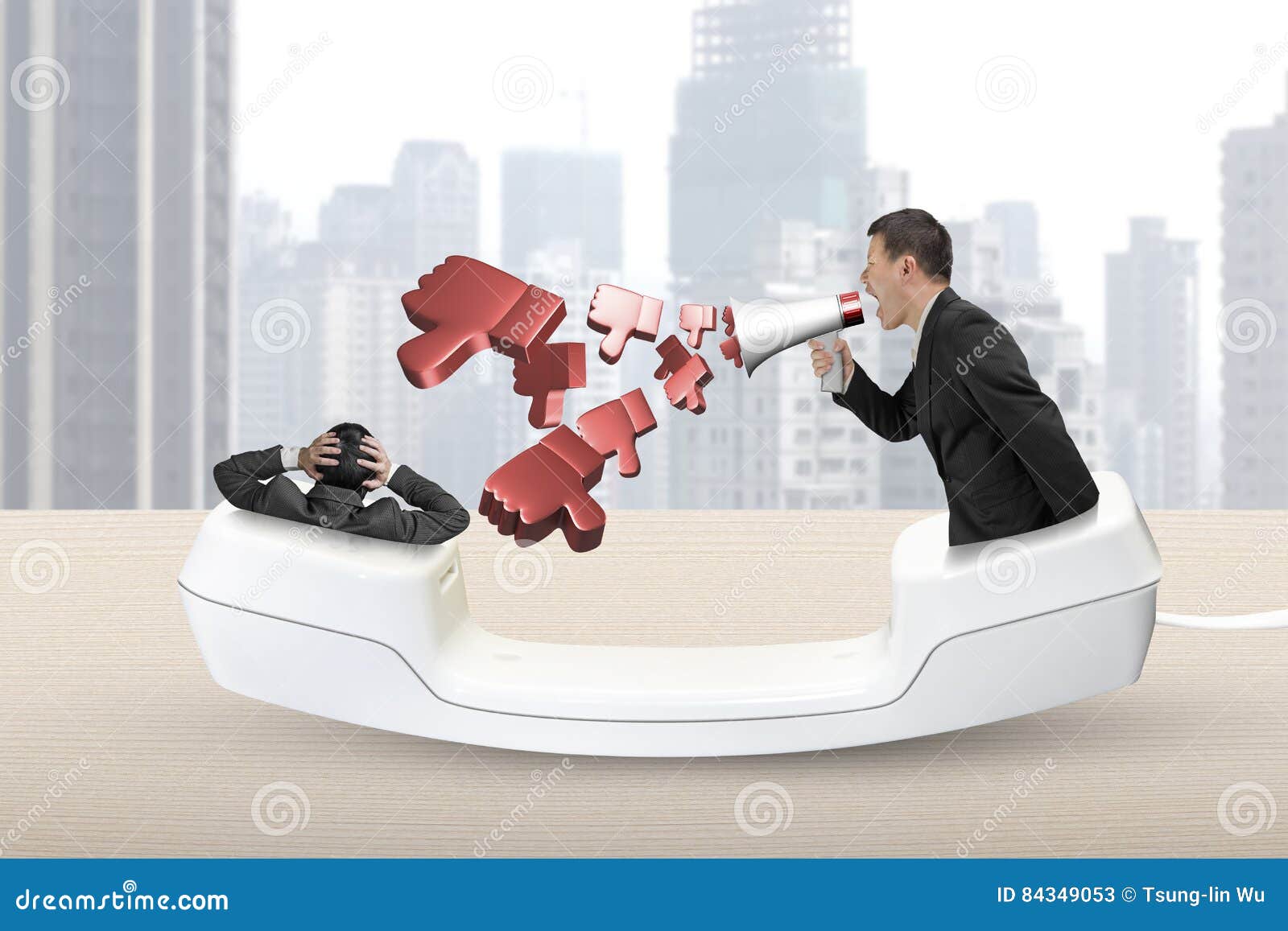 Telephone Handset with Businessman Yelling at Another Man Stock Image ...