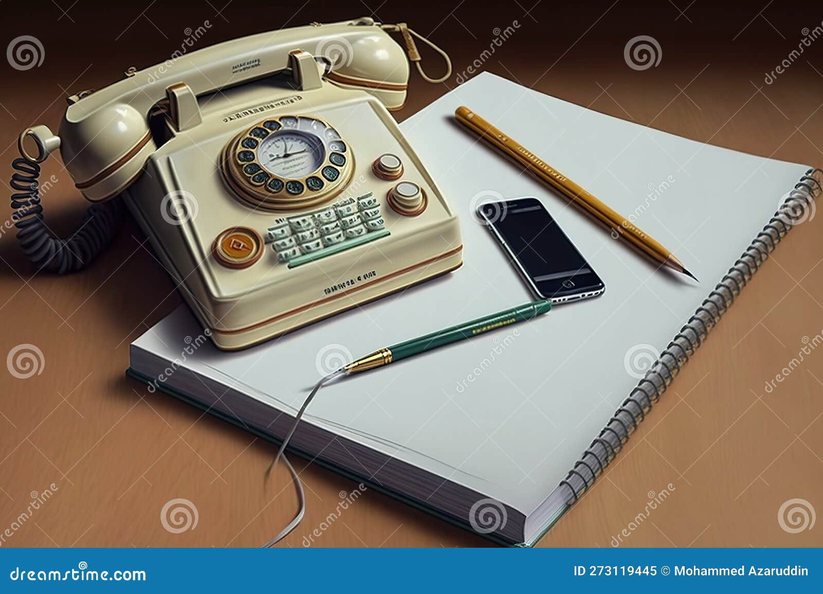 Telephone Handsets and Notebooks Stock Illustration - Illustration of ...