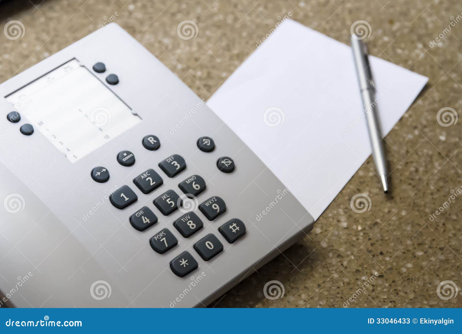 Telephone in Hotel Room with Note Paper Stock Image - Image of ...