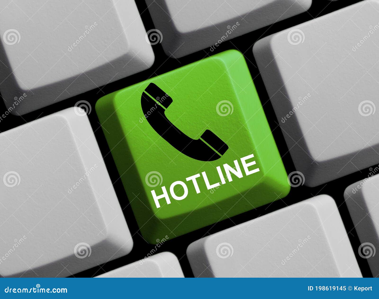 Telephone Hotline - Green Computer Keyboard with Icon Stock Image ...