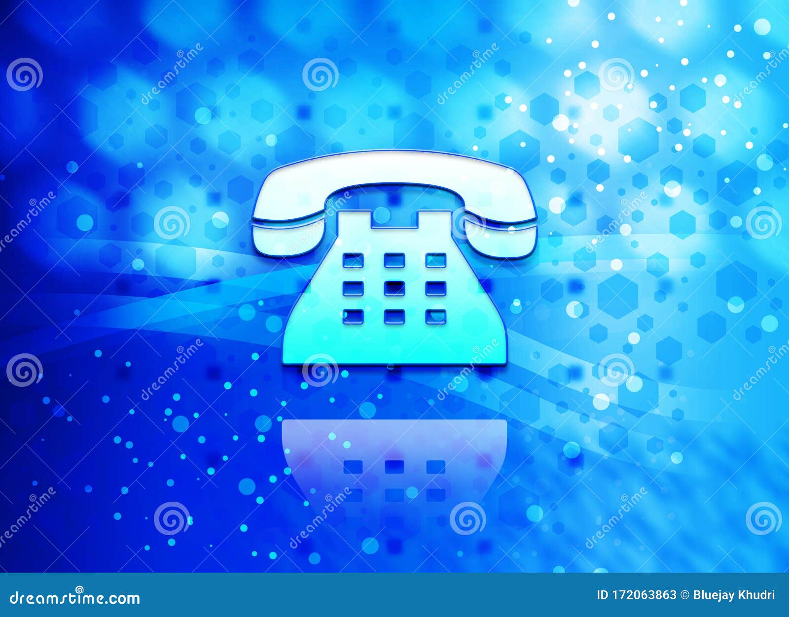 Telephone Icon Abstract Light Cyan Blue Hexagon Pattern Background ...
