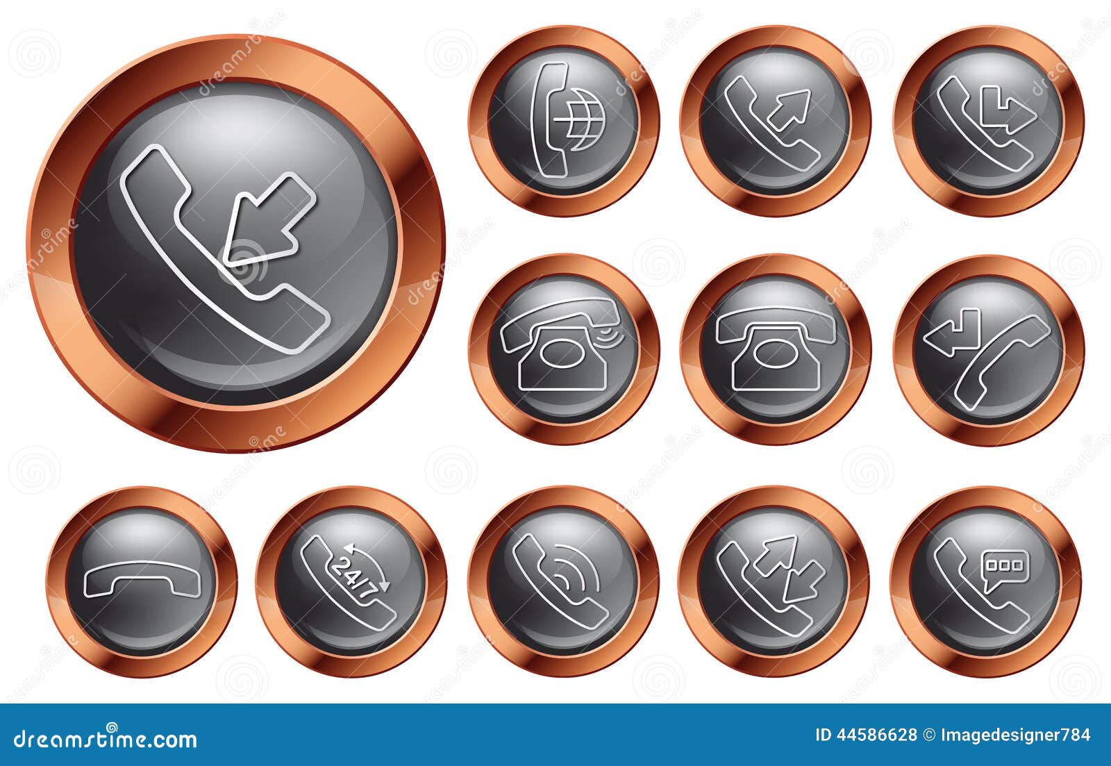 Telephone icon on grey. stock illustration. Illustration of ...